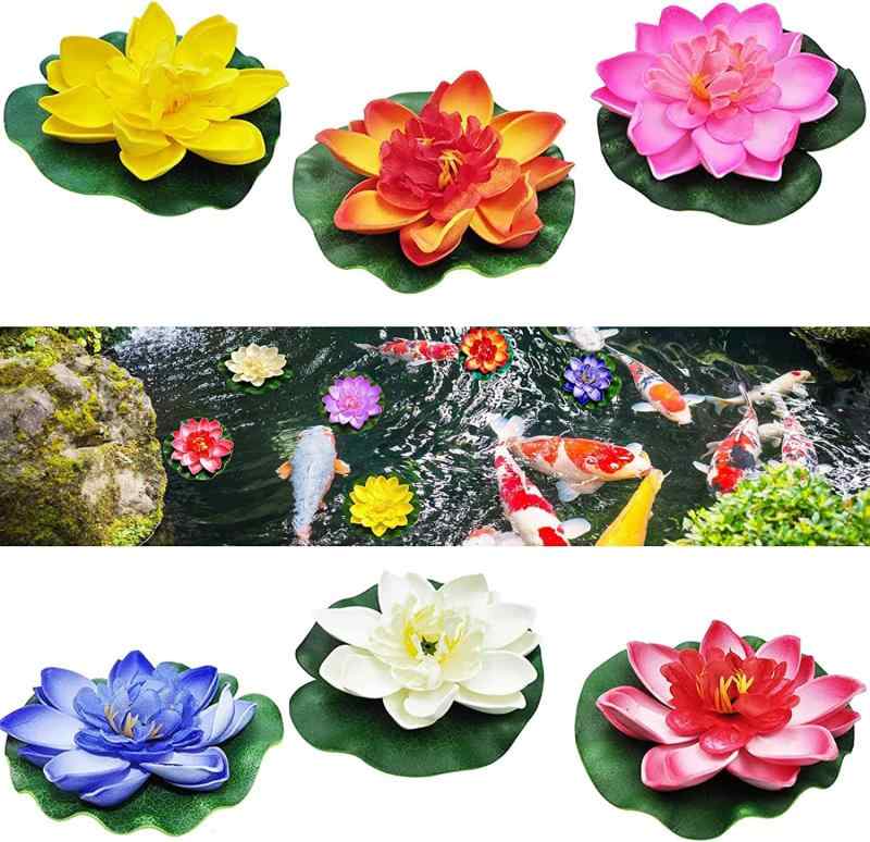 N N.ORANIE 造花 睡蓮 苗 スイレン 人工蓮 人工花 蓮 蓮の花 蓮花 水中の花 フローティングロータス フェイク睡蓮 人工観葉植物 オーナメント 人気 水槽 中庭 飾り 水族館 植物 10cm(6点セット)【セット内容】6点セッ...