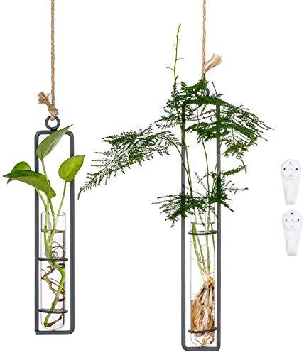 一輪挿し花瓶 吊り下げ式試験管花瓶 花瓶 ミニ花器 透明 フラワーベース 水栽培 水耕栽培花瓶 ガラス花瓶 テラリウム容器 工芸 壁掛け花瓶 玄関廊下装飾花瓶