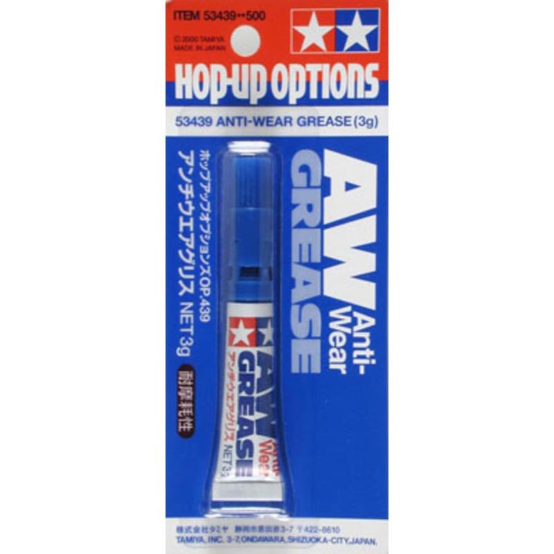 タミヤ HOP-UP OPTIONS OP-439 アンチウエアグリス高粘度で潤滑、耐磨耗性に優れたジョイント部などに最適なグリスです。高温時でも柔らかくなりにくく、高速回転する部品に塗っても飛散することがない、高粘度のグリスです。ユニバー...