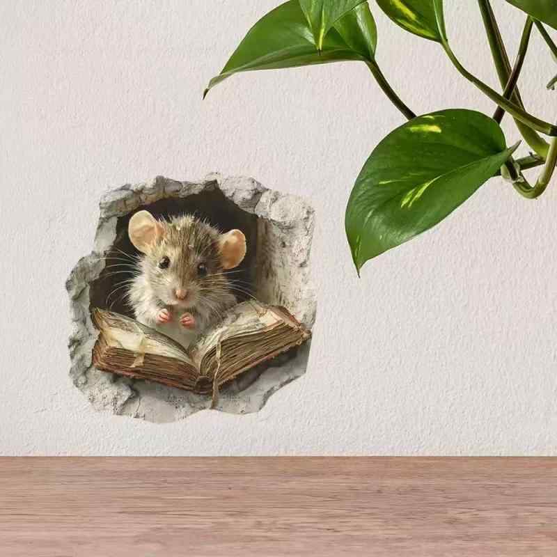 本を読むネズミの壁面装飾シール2枚、ビニール防水シール、壁面、ガラス、などの滑らかな表面。#LSD024多用途アプリケーション: 自動車,ラップトップ,窓,ドア,オートバイ,およびいかなる滑らかな表面にも最適です - 適用しやすく,驚くべき...