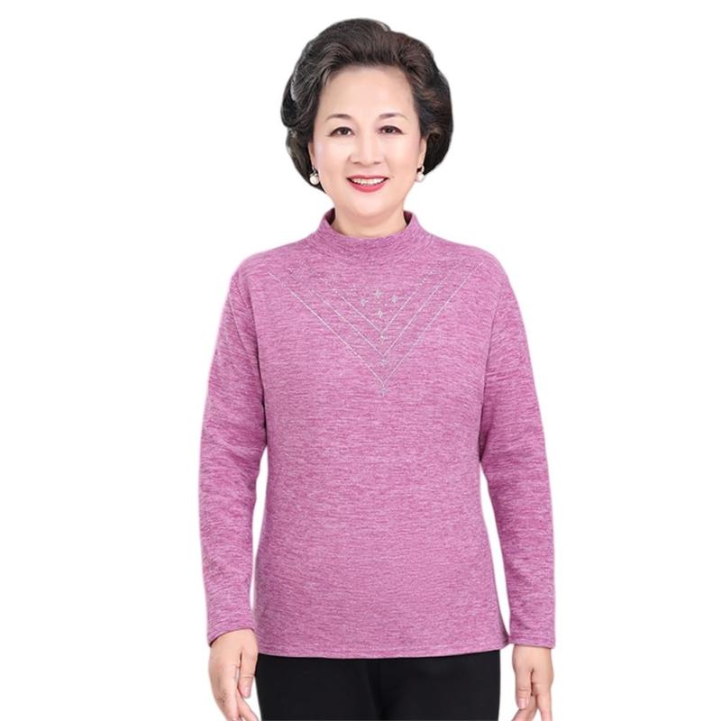 [Yhsuoxfd] 長袖tシャツ レディース 裏起毛 ハイネック 厚手 無地 暖かい シニア 高齢者 カットソー 保温性 インナー ブラウス 着痩せ ゆったり トップス お年寄り 婦人服 50-80代 秋冬 普段高い保温性：暖かい素材を採...