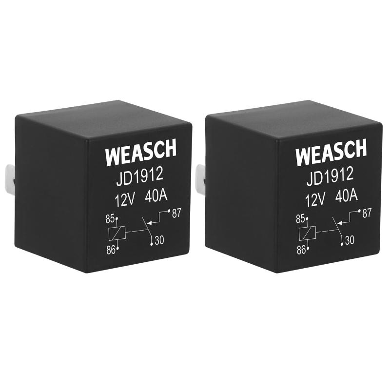 Weasch JD1912 カーリレー, 12V 40A, 4ピンSPST, 自動車スイッチおよびスターター用防水リレー, ボート, トラクター, トラック, オートバイ製品名: カーリレー; モデル: JD1912定格電圧: 12VDC;...