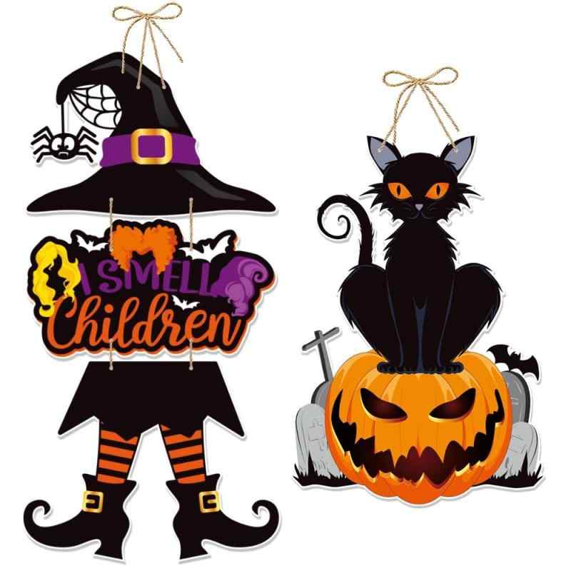 5個セット ハロウィン飾り ドアサイン 黒猫 コウモリドア カボチャ ゴースト 壁掛けサイン 玄関 吊り下げ パーティー デコレーション お店 装飾 ゴースト 蜘蛛便利な吊り下げタイプ：ドアや壁に簡単に掛けられるので、設置も手軽です。専門的...