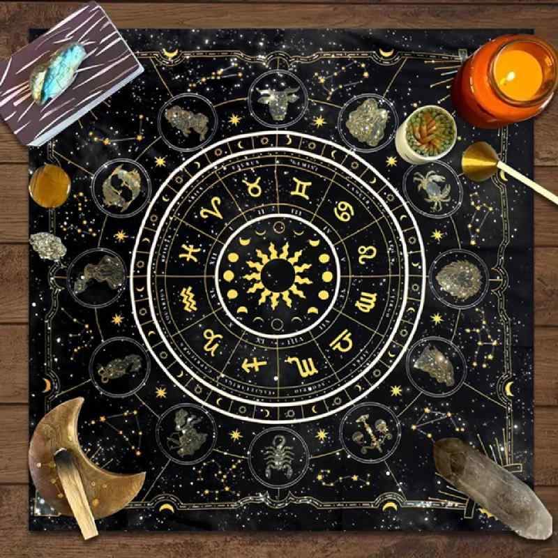 seimeinoki タロットクロス 49×49cm タロットカード 占い用 クロス ベルベット 星座風 カードゲーム用 マット 滑り止め オラクルカード 初心者用【タロットカードテーブルクロス】これらの儀式用のアイテムはタロット占いのため...