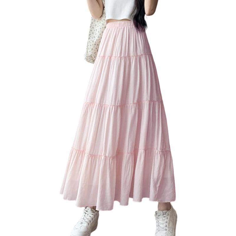 [Matreeglam] スカート レディース ティアードスカート ロング マキシ丈 ウェスト 体型カバー 美脚 無地 ドローコード イージーパンツ スラックス 垂れ感 薄手 可愛い ゆったり エレガント お出【商品紹介】S・M・L・XL ...