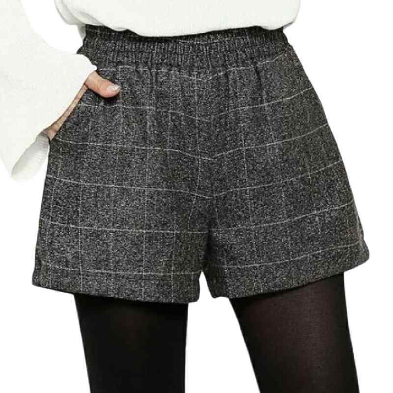 【RREMN】 ショート パンツ チェック 柄 レディース ハイ ウエスト ゴム グレン 黒 秋 冬✅メイン素材: ポリエステル 秋 冬 きれいめ にも カジュアル にも使える 定番 チェック柄 ショートパンツ ブラック、グレーの2COLO...