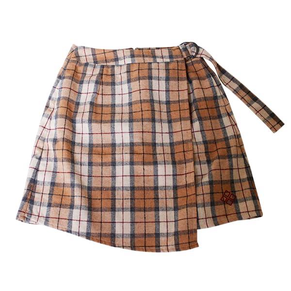 [ドゥ―カス] DCL20A003 Wrap Skirt - S-キャメルベージュチェック柄がかわいい巻きスカート