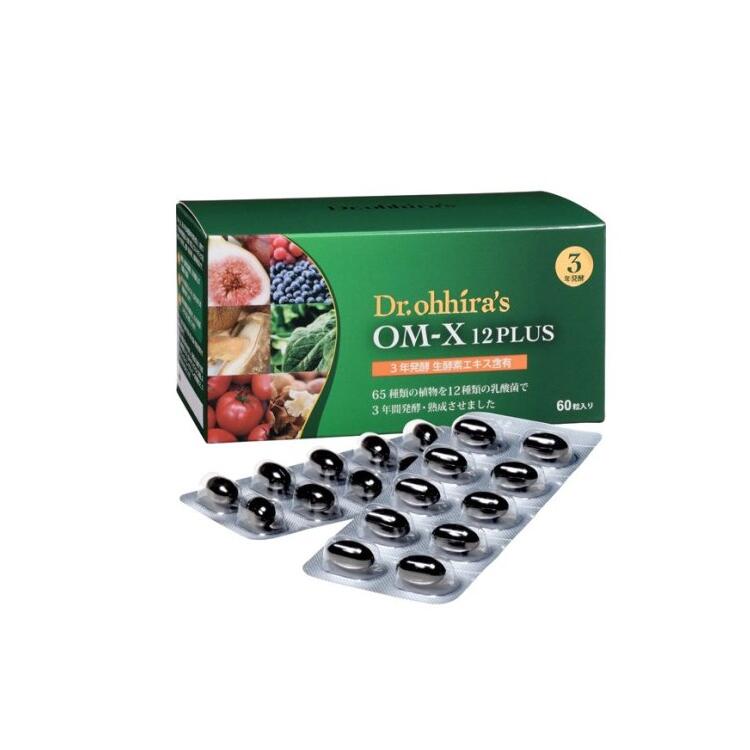商品詳細 商品名 OM-X 12PLUS（オーエム・エックス12プラス) 内容量 60粒 原材料名 植物発酵エキス(糖類、プルーン、植物性タンパク、ヨモギ、シイタケ、ニンジン、コマツナ、イチジク、ダイコン、食塩、ユズ、マタタビ、キャベツ、ヤ...