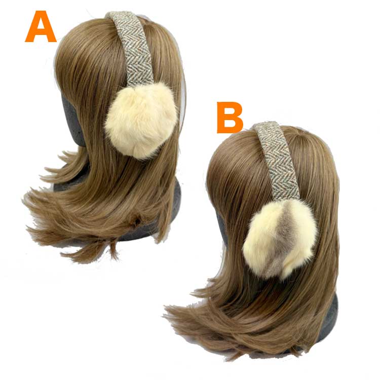 ※選別漏れの製品です。毛の乱れ、毛割れなどがありますので処分価格 返品不可でお願い致します。 天然色のロシアリスのイヤーマフです。内側は刈毛したラパンファーを使い、ヘッドバンドはツイードを使用。やわらかであっさりした毛並みでボリュームが出過...