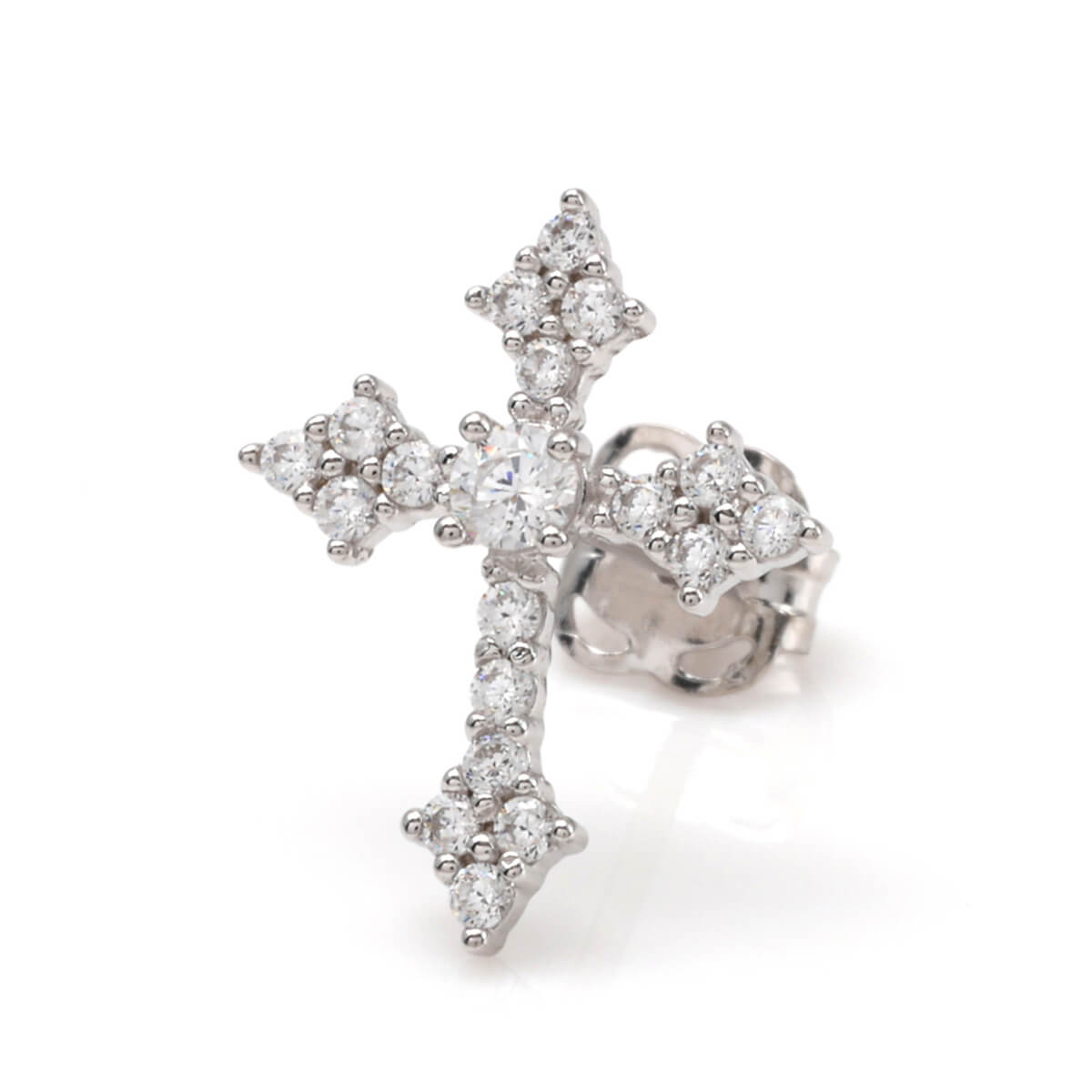 コメント 全面にジルコニアをセットしたクロスデザインのゴールドピアス。シャープでスタイリッシュなデザインなので、様々なスタイルにも合わせやすく、さり気なく耳元にアクセントを取り入れる事ができるピアスです。 素材 10K ホワイトゴールド 石...