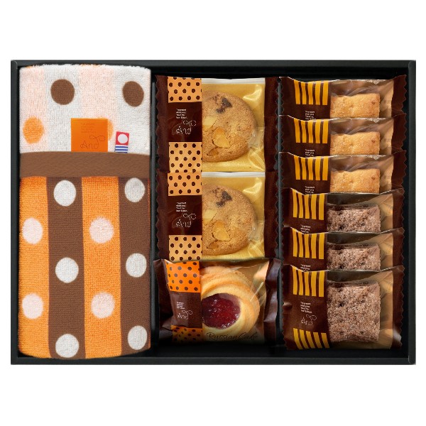 ●ロシアケーキ（ブルーベリーサン）、ナッツとチョコのざっくりクッキー×2、スクエアパイ（プレーン、ショコラ）×各3、フェイスタオル（約34×75cm・綿100％）●箱210×290×45mm（日本製）●賞味期限/120日（製造日より）今治タ...