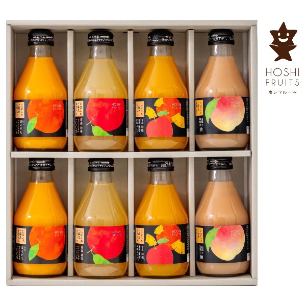 ●山口島そだち×2、青森林檎×2、ミックスジュース（国産蜜柑・沖縄パイン・青森林檎）×2、山梨 和歌山桃×2、各180ml●箱29.5×28.5×6.5cm（日本製）●賞味期限/360日（製造日より）※箱サイズをよくご確認くださいませ。お客...