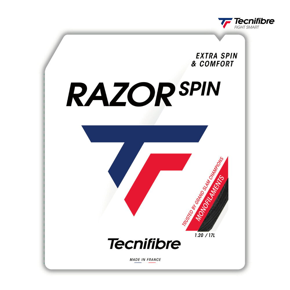【商品名】Tecnifibre RAZOR SPIN（レイザースピン） 【品　番】04GRASPI15-12m / 04GRASPI20-12m / 04GRASPI25-12m / 04GRASPI30-12m 【カラー】　カーボン（CB...