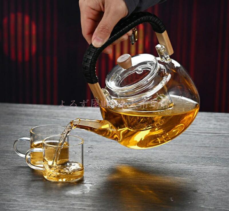 ティーポット 耐熱ガラス ガラスポット ガラス急須 1000ML ガラスケトル ガラスやかん 小 麦茶ポット ガラスピッチャー コーヒーポット コーヒーサーバー 紅茶ポット 直火可