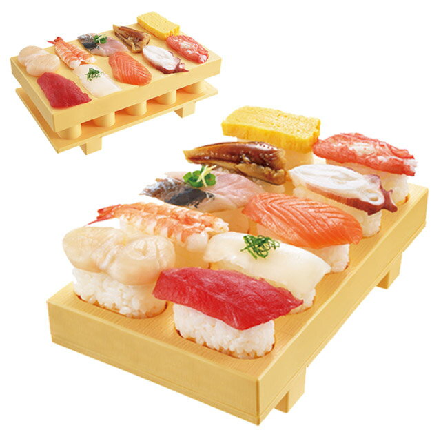 商品名 とびだせ！おすし 品番 CH-2011 商品説明 型枠を押し型にのせたらお寿司がポンッ！愉快な寿司ゲタ型おすしメーカーです。 一度に10貫作れます。 商品詳細 ■サイズ 幅20×奥行12.2×高さ4.4cm ■重量 約299g ■材...