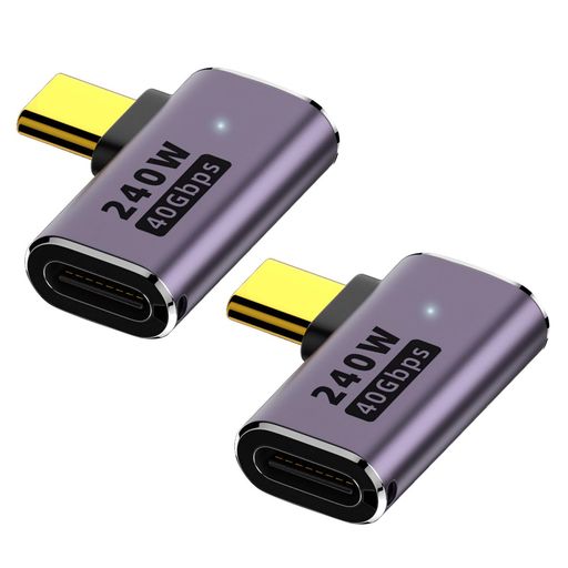 【L型USB Type C変換アダプタ】90度の直角設計で、人体工学に基づいて、データ線を挿抜しやすく、スペースを節約するだけでなく、データ線の曲げ折れを効果的に防止することができる。 【40 Gbps高速伝送&amp;8K@60Hzビデオ...