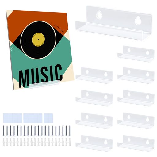 【10個セットでコレクションを一括展示】レコードラック 壁掛けとして10個セットでご提供しており、お気に入りのレコードを壁面に並べて飾ることができます。cdラック 壁掛けとしてもご利用いただき、コレクションの管理・収納・分類をスッキリと整理...