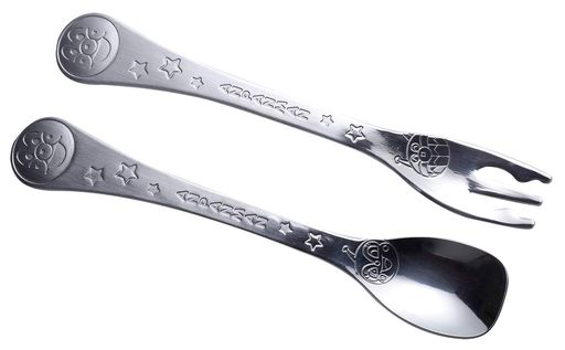 丈夫なステンレス。安心の日本製です。 [製造国] 日本 [セット内容・付属品] スプーン1本・フォーク1本