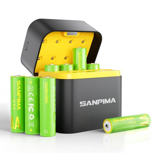 【大容容量と1.5ボルト電圧出力】SANPIMA充電式のAAリチウム電池は、3600mAhの大容量と高いエネルギー密度を持ち、多くの充電・放電サイクルを行っても長持ちします。電力が完全になくなるまで、1.5ボルトの定常出力を保ち、常に機器を...