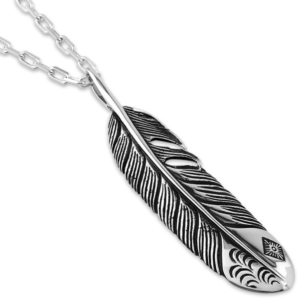 ■AQUA SILVER/アクアシルバー【ペンダント、ネックレス】└【タイプ】 シルバー925 ギフト、グラデーションプレシード加工 、羽フェザー翼、トライバル唐草【素材:シルバー】 ［要確認］メーカー取寄せ時2-4日/メーカー欠品時の納期...