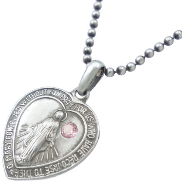 ■ノンブランド 【 ペンダント ネックレス 】 └【タイプ】 シルバー925 ギフト メダイ マリア像 奇跡のメダイユ 聖母 ハート 心臓 レリーフ アンティーク 誕生石 ガーネット アメシスト アクアマリン ダイヤモンド エメラルド ムー...