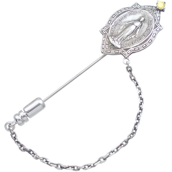 ■ノンブランド 【 ピンバッチ ラペルピン 】 └【タイプ】 キュービック CZ キュービックジルコニア シルバー925 メダイ マリア像 奇跡のメダイユ 聖母 ハート 心臓 レリーフ アンティーク 父の日 入学 卒業 就職 傘寿 米寿 ギ...