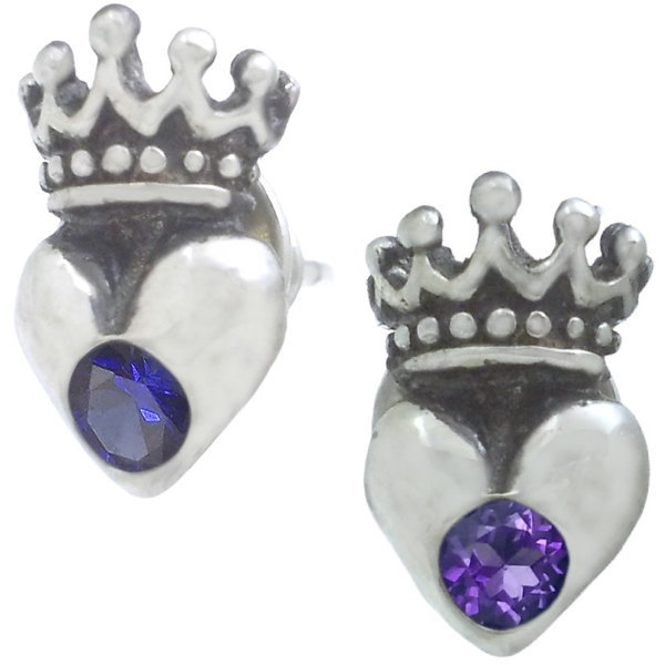 ■ノンブランド 【 イヤリング ピアス 】 └【タイプ】 シルバー925 ハート 心臓 クラウン 王冠 バースデー ギフト 誕生石 ガーネット アメシスト アクアマリン エメラルド ムーンストーン ルビー サファイア 喜寿 ペリドット トル...