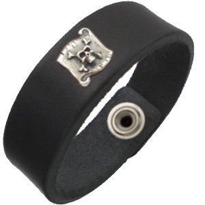 ■RustySkull/ラスティスカル【ブレスレット、バングル】 └【タイプ】シルバー925、スカル骸骨ドクロ、錆びた、クロスボーン、パイレーツ、ダメージ、フック、スリム【素材:レザー/シルバー】 ［要確認］メーカー取寄せ時2-4日/メーカ...