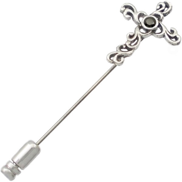 ■ノンブランド 【 ピンバッチ ラペルピン 】 └【タイプ】 キュービック CZ キュービックジルコニア シルバー925 アラベスク 唐草 スクロール 縁起 クロス 十字架 ギフト 父の日 入学 卒業 就職 ギフト 誕生石 幸運 財運 厄除...