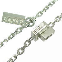 ■SEMPER FI/ゼンパーフィ【シルバーチェーン、ネックレス】 └【タイプ】 アヅキチェーン、ロゴ、タグオリジナル【素材:シルバー】 ［要確認］納期、メーカー取寄せ時2-4日/メーカー欠品時の納期2-3週間(在庫、詳細納期は要問合せ) ...