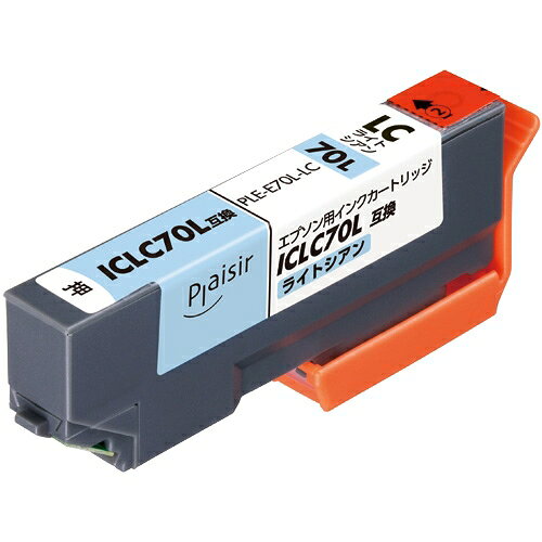 メーカー名:プレジール Plaisir 型式: PLE-E70L-LC JAN:4531027005373 純正型番：エプソン ICLC70L 内容:ライトシアン、ライトシアン/染料 適合機種：EP-306/ EP-706A/ EP-775...
