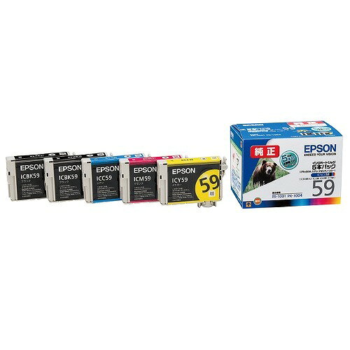 メーカー名:エプソン EPSON 型式:IC5CL59 JAN:4988617020498 内容:インクカートリッジ 5本入り (ブラックX2、シアン、マゼンタ、イエロー) 適合機種：PX-1001、PX-1004