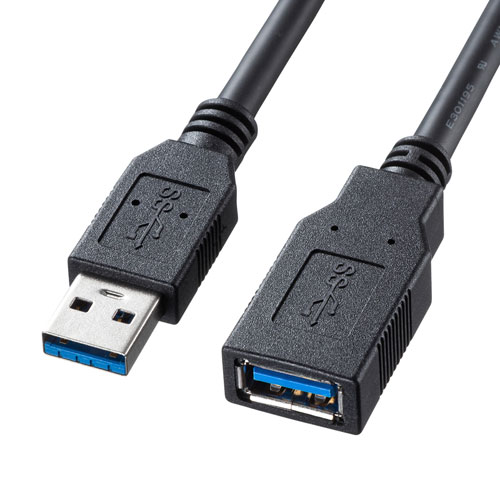 USB3.0(USB3.2 Gen1/USB3.1 Gen1)コネクタを持つ機器(ケーブル)を延長するケーブル。ブラック・1m。周辺機器のUSBケーブル(USB Aコネクタオス)を延長して接続 USB Aコネクタオスの周辺機器、USBメモリ...