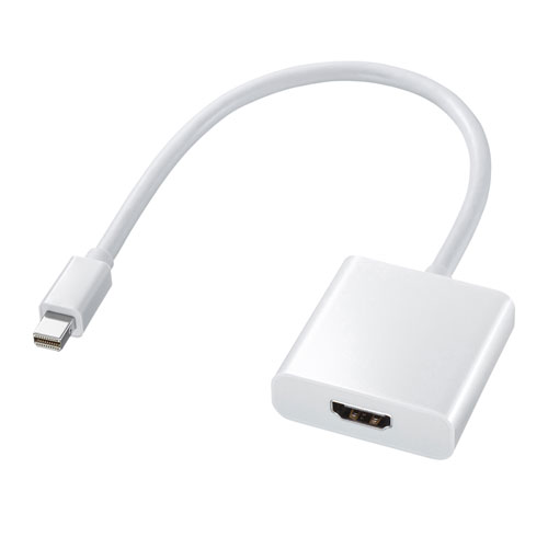 Mini DisplayPortコネクタからのデジタル映像・音声出力をHDMIコネクタに変換できるMini DisplayPort-HDMI変換アダプタ。●パソコンに搭載されているMini DisplayPortコネクタ(メス)をHDMIポ...