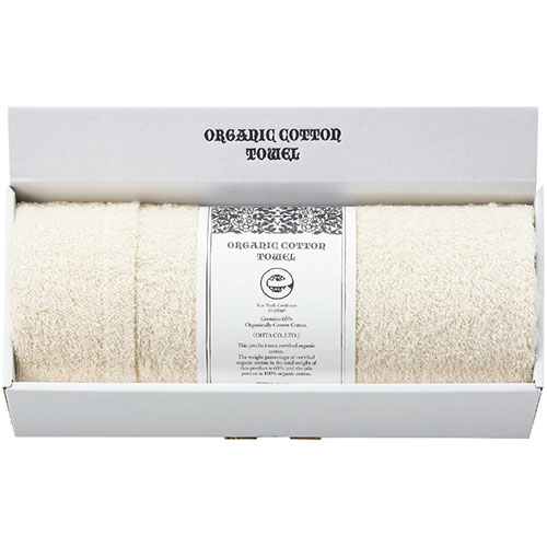 オーガニックコットンバスタオル 本製品は認証を受けたオーガニックコットンを使用しています。 この商品の総質量に収める認証を受けたオーガニックコットンの質量割は65%であり、パイル部分はオーガニックコットン100%です。 生産工程において、肌...