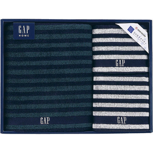 GAP HOMEのNEW ボーダーギフト タオルセットタオルセットメーカー品番 : 54-3049500 セット内容 : バスタオル(60×120cm)・フェイスタオル(34×75cm)・ウォッシュタオル(34×35cm)×各1 箱サイズ ...