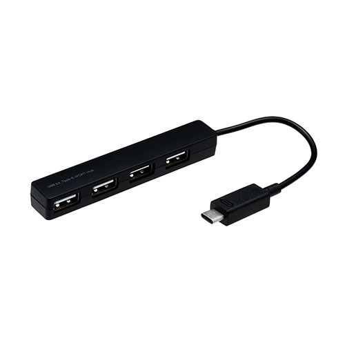 USB2.0Type-Cコネクタ搭載した4ポート変換ハブ ●USBType-Cメスを搭載したPCに接続し、簡単にUSB[A]ポートを増やせます。 ●Type-Cコネクタは表裏を気にする事がなく両面挿せる新規格です。 ●本体寸法/重量 : W...