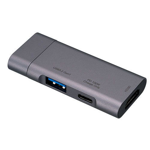 ポケットサイズで映像出力 ・PCのType-Cポートに周辺機器を一括接続できるUSB ドッキングステーション。 ・HDMIで外部モニターに接続できます。 ・USB3.2Gen1のAポートを増やすことができます。 ・Type-CポートはPD充...