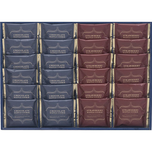 スィートバスケット ワッフルクッキーセットサクサク食感のワッフルクッキーにホワイトチョコクリームを詰めた風味豊かなショコラワッフルクッキーといちごチョコクリームを詰めたいちごワッフルクッキーの詰合せです。セット内容 : ワッフルクッキー(ホ...