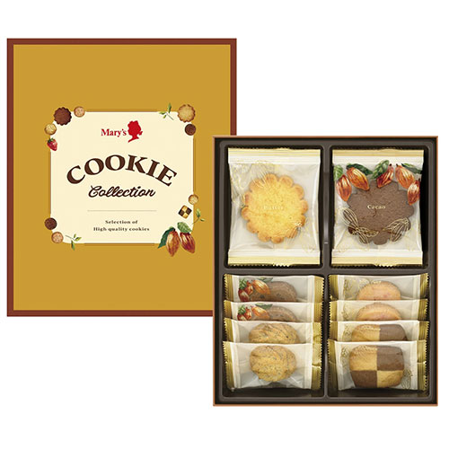 食感いろいろ。カカオとバター香るクッキーメリーこだわりのチョコレートやコク深い国産バターを使用した、それぞれ食感の異なるクッキーアソート。セット内容 : カカオ・バター・チョコレートチップ・ストロベリーチョコレートチップ・ジャンドゥヤ&ホワ...