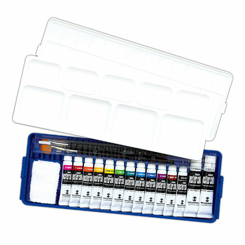 美術・画材・書道 表現の幅が広がるマゼンタ入り セット内容 : ●11mlチューブ(ホワイトのみ20mlチューブ2本)、●パレット2枚、黒軸デザイン筆(ナイロン)4本[面相筆・彩色・平筆・ 平筆2号]、混色カード ポスターカラー用120色、...