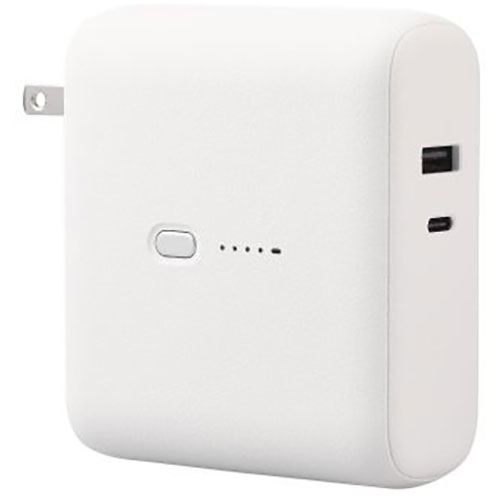 AC充電器一体モバイルバッテリー(10000mAh/20W/C×1+A×1)■AC充電器としてもモバイルバッテリーとしても使用可能な2in1タイプのAC充電器一体型モバイルバッテリーです。 ■USB Power Delivery規格に対応し...