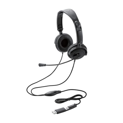指向性マイク モバイルヘッドセット 大型タイプ USB Type-C■コンパクトに収納できる折りたたみ式なので、持ち運びにも便利なヘッドセットです。 ■しっかりと音声を聞き取れる両耳オーバーヘッドタイプです。 ■微細な音やささやき声も聞き逃...