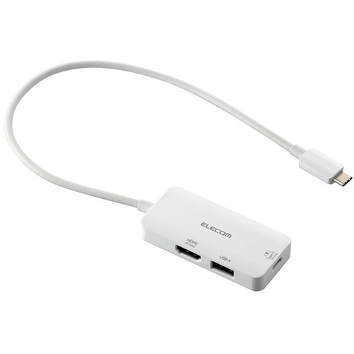 Type-C ドッキングステーション USB-C×1 USB-A×1 HDMI×1 ホワイト■USB Type-C(TM)プラグでパソコンに接続し、パソコンを充電しながらUSB 5Gbps(USB3.2(Gen1))機器やHDMI(R)ケー...