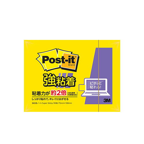 ポストイット 強粘着ノートオフィスの定番、ポスト・イット(R)　強粘着ふせん/粘着メモ。粘着力が約2倍の強粘着タイプです。(当社通常粘着製品比)パソコンや電話、キャビネットなどの樹脂面や垂直面など、今まではがれやすかった場所にもしっかり貼れ...