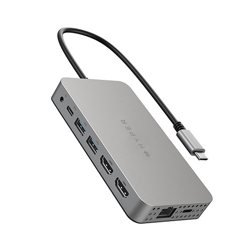 M1/M2/M3チップ搭載MacBookを4Kデュアル拡張ディスプレイで拡張すると同時にUSB-A/C、SDカードのデータ転送など、全10ポートを搭載したUSB-CハブM1/M2/M3 MacBookをデュアル拡張&エッセンシャル10ポート...