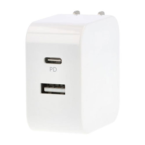 Type-C / USB-Aの2ポートのACアダプター!高速充電PD対応で素早く充電可能!Type-C / USB-Aの2ポートのACアダプターです。高速充電PD対応なので、素早く充電することができます。プラグを本体にコンパクトに収納できま...