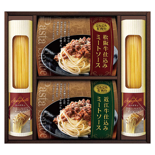 美食ファクトリー 松阪牛・近江牛仕込みごろごろミートソースセット日本が誇る和牛である松阪牛・近江牛を使用した、お肉の食感が味わえる大きめのお肉が入ったミートソースのパスタセットです。メーカー型番 : MSP-25 内容 : スパゲティ(約1...