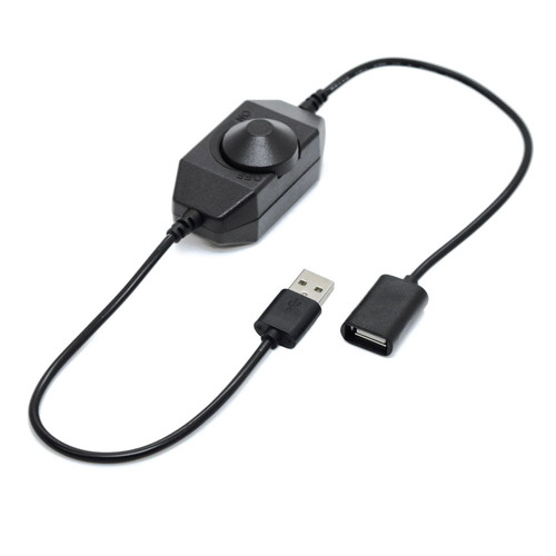 USBライトと電源の間に接続することで、電源のON/OFFと明るさ調整が可能に本製品をUSB LEDライトにとりつけ、ダイヤルで明るさ調節することができます。オフ側に[カチッ]音がするところで回すと通電が切れ、接続機器の電源がオフになります...
