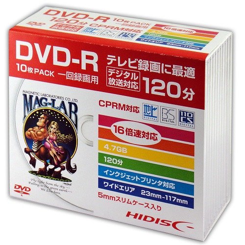 DVD-R 録画用5mmスリムケース10P16倍速対応-